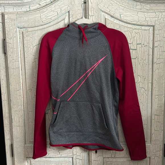Nike | Tops | Nike Drifit Red And Gray Athletic Hoodie | Poshmark
